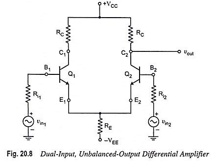 Dual Input Unbalanced Output Differential Amplifier