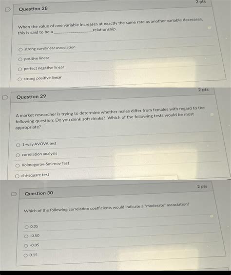 solved question 28 2 pts when the value of one variable