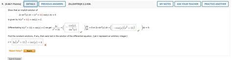 Solved Show That An Implicit Solution Of Chegg