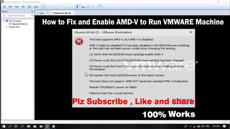 How To Solve And Enable Vmware Amd V Enable The Host Supports Amd V But Amd V Is Disabled