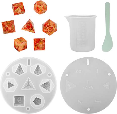 Dnd Dice Mold For 7 Polyhedral Sharp Edge Dice Set Reusable Silicone Dice Making