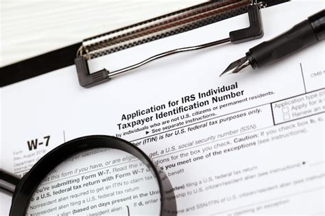 Premium Photo Irs Form W Application For Irs Individual Taxpayer Identification Number Blank