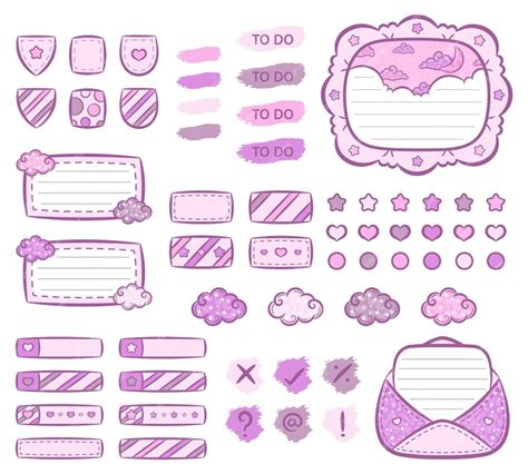 Premium Vector Collection Of Digital Printable Frame Notes With Planners Sticker And Sticky