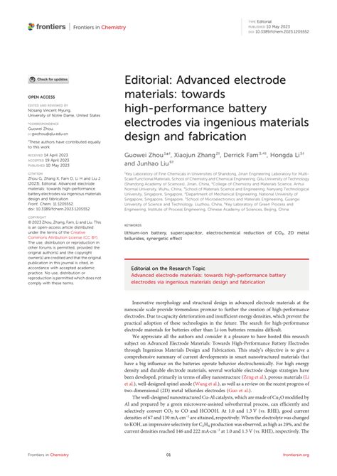 Pdf Editorial Advanced Electrode Materials Towards High Performance Battery Electrodes Via