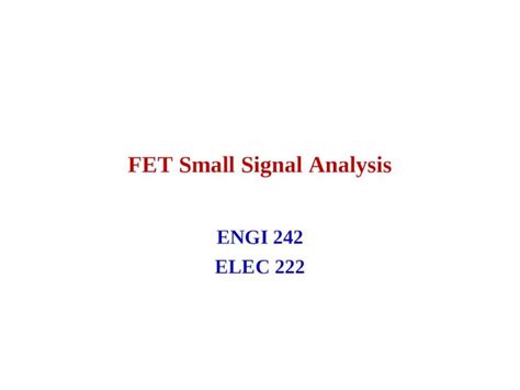 PPT FET Small Signal Analysis DOKUMEN TIPS