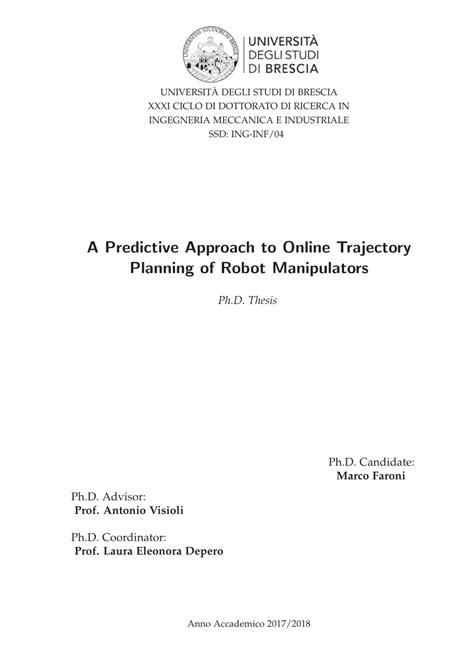 Pdf A Predictive Approach To Online Trajectory Planning Of Robot Manipulators