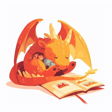 A Dragon And A Book With A Dragon On It Premium Ai Generated Vector