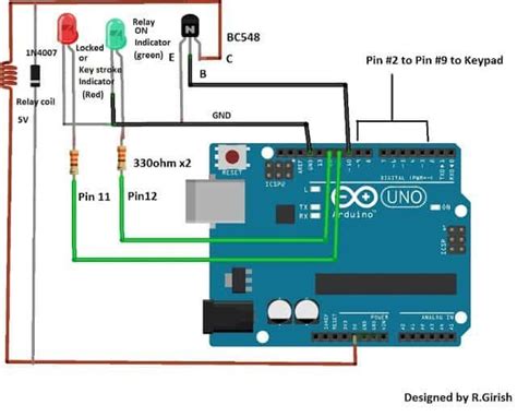 Password Security Lock Circuit Using 4x4 Keypad And Arduino Homemade Circuit Projects