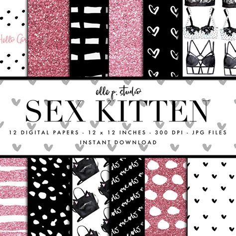 Sex Kitten Digital Paper Set Valentine S Day Themed Digital Paper Bundle Not Seamless Etsy