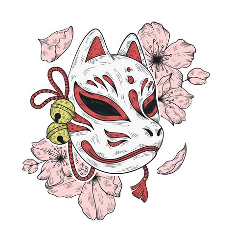 Japanese Kitsune Mask Vector Illustration 11717456 Vector Art At Vecteezy