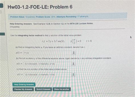 Solved Use The Integrating Factor Method To Find Y Solution Chegg