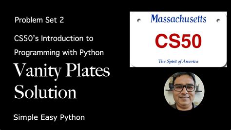 Vanity Plates Solution Cs50p Problem Set 2 Youtube
