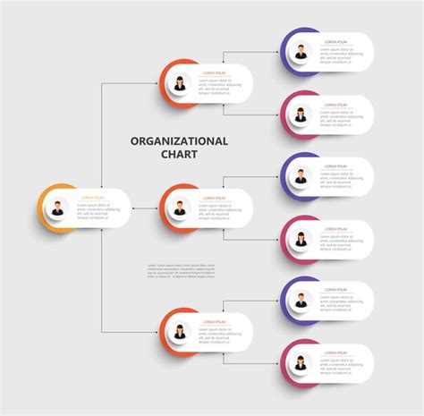 비즈니스 아바타 아이콘이 있는 기업 조직 차트 프리미엄 벡터