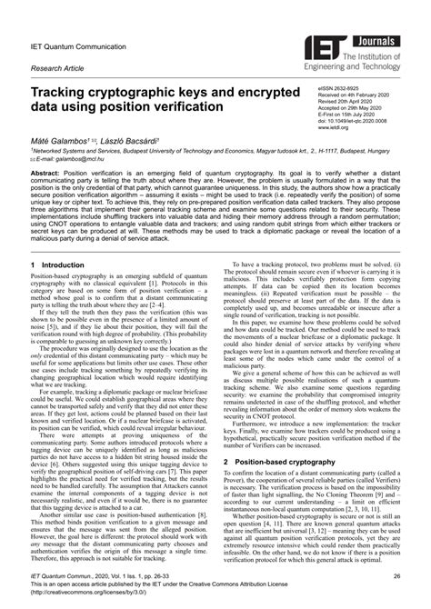 Pdf Tracking Cryptographic Keys And Encrypted Data Using Position