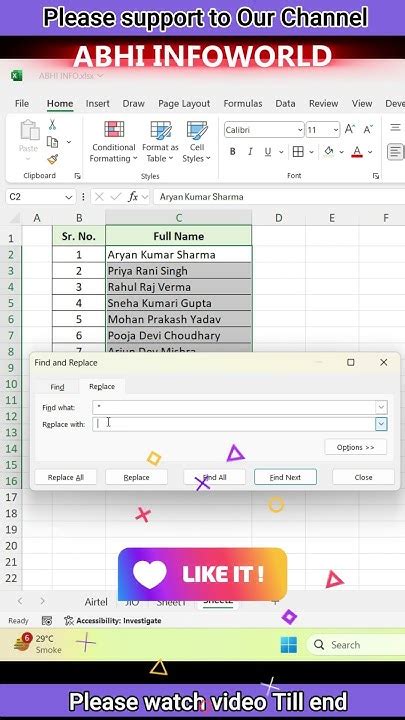 how to remove middle name in excel exceltips exceltutorial shorts