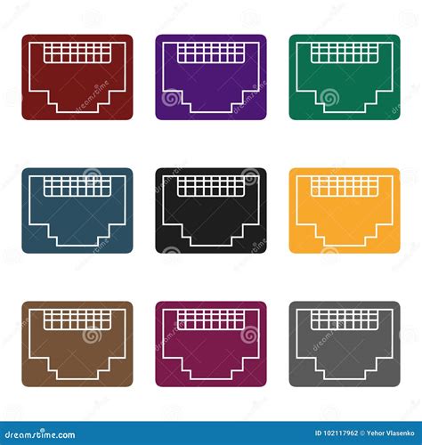 Lan Port Icon In Black Style Isolated On White Background Personal