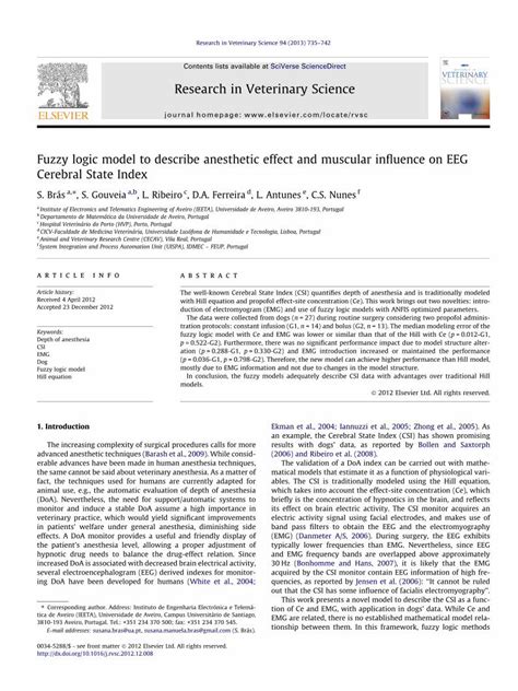 Pdf Fuzzy Logic Model To Describe Anesthetic Effect And Muscular