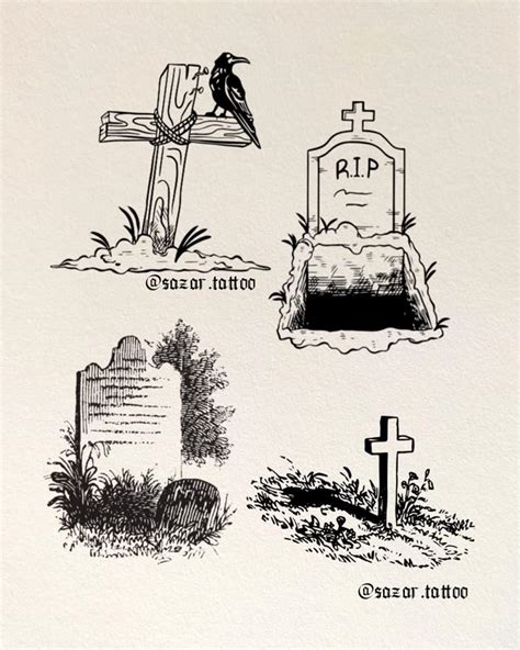 Graveyard Tattoo Stencil