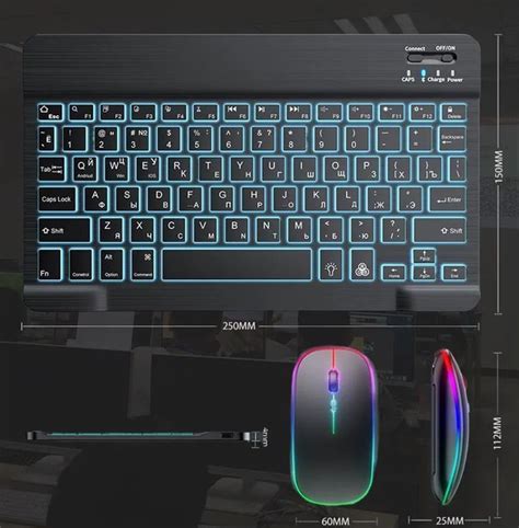 Беспроводная игровая клавиатура и мышь комплект с подсветкой блютуз для ...