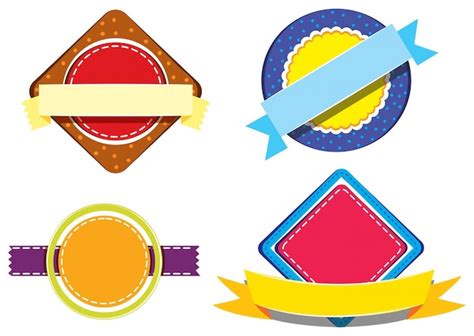 흰색 배경에 빈 레이블 템플릿 집합 무료 벡터