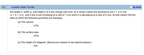 Solved The Length L Width W And Height H Of A Box Change Chegg Com