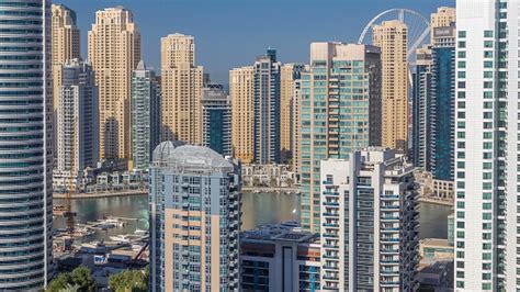 두바이 마리나 고층 빌딩 두바이 타임랩스 Uae에서 Jlt에서 아침에 공중 최고 보기 0명에 대한 스톡 사진 및 기타 이미지 0명 거리 건설 산업 Istock