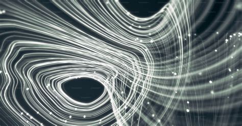 어두운 배경에 작은 구슬이 있는 최면 물결 모양의 흰색 고리 마법의 개념입니다 3d 렌더링 사진 Unsplash의 텍스처 이미지