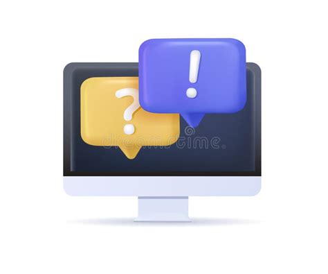 3d Vector Speech Bubble With Computer Screen For Online Chat Platform