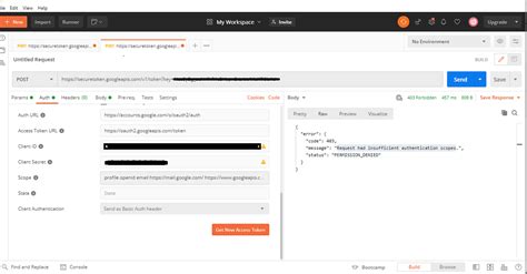 Php Secure Token Google API PERMISSION DENIED Request Had