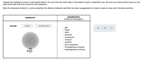 solved classify the substance shown in the sketch below you