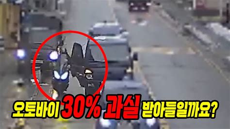 21465회 도로 가장자리로 빠지려고 하던 오토바이가 바로 앞차의 조수석 문이 열리면서 충돌한 사고 Youtube