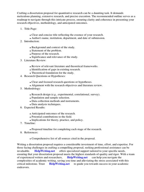 Recommended Outline Of Dissertation Proposal For Quantitative Research Pdf Methodology Thesis