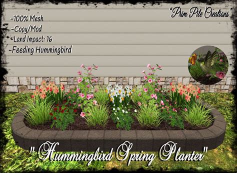 Second Life Marketplace ~ppc~ Hummingbird Spring Planter