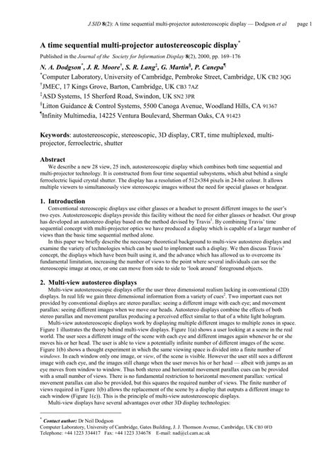 pdf a time sequential multi projector autostereoscopic display