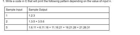 Solved 1 Write A Code In C That Will Print The Following
