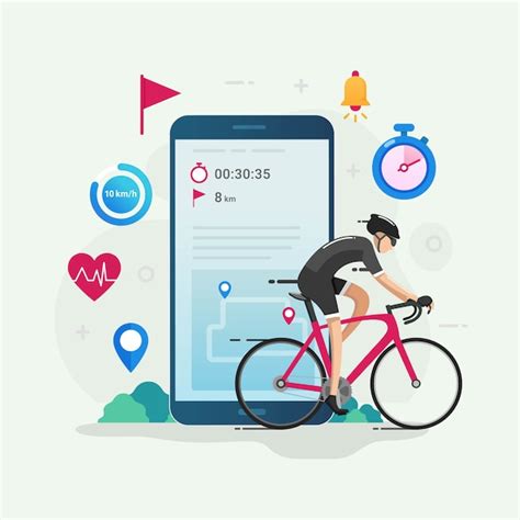 Premium Vector Cycling Tracker App Design Concept Illustration