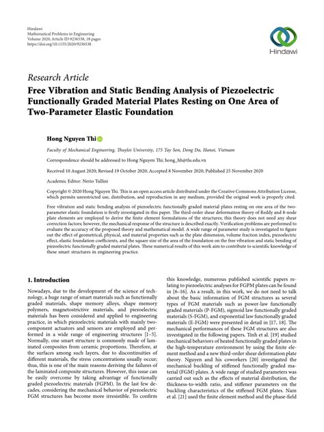 Pdf Free Vibration And Static Bending Analysis Of Piezoelectric