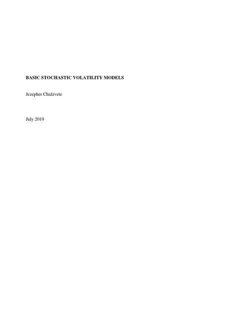 Basic Stochastic Volatility Models Pdf Download Free Pdf Stochastic