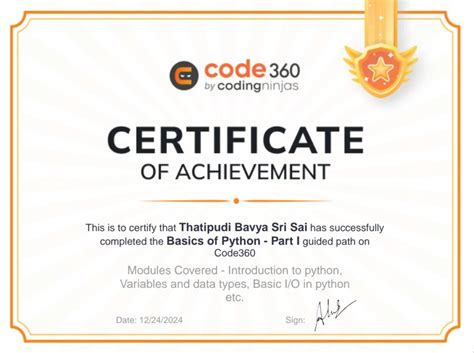 Pythonprogramming Codingninjas Code360 Learningjourney Bavya Sri Sai Thatipudi