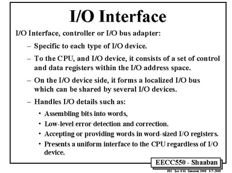 Introduction To Input And Output The IO Subsystem