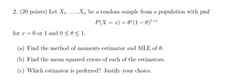 solved 20 ﻿points ﻿let x1 dots xn ﻿be a random sample from