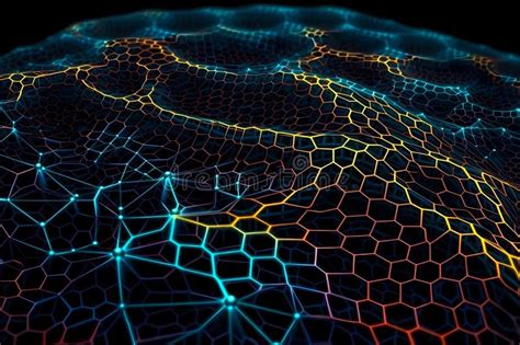 Nanotechnology Structure Of Hexagonal Nano Material Macro Abstract Futuristic Network Of