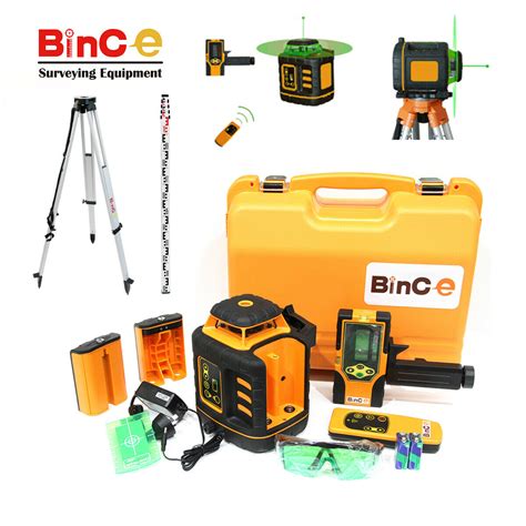 Green Beam Rotary Laser Level Self Leveling Rotating W Receiver And Trip