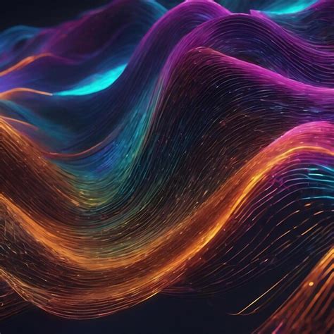 Premium Ai Image 3d Digital Dynamic Wave Flow Digital Structure