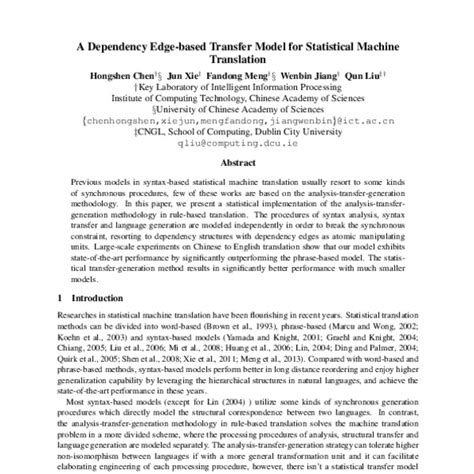 A Dependency Edge Based Transfer Model For Statistical Machine Translation Acl Anthology