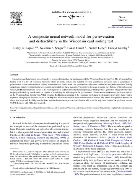 pdf a composite neural network model for perseveration and