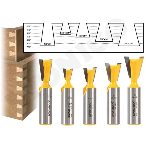 joinery joinery sets 5 bit dovetail router bit set 1 2 shank