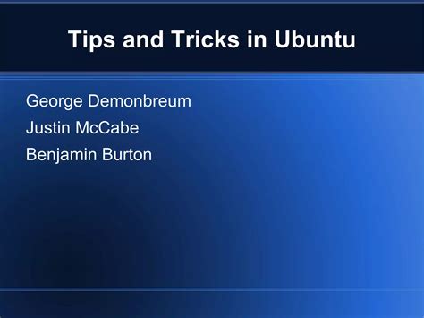 Tips And Tricks Ubuntu PPT