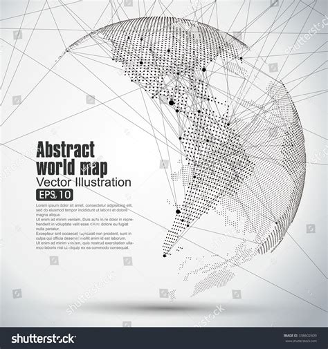 Threedimensional Abstract Planet Dot World Map Stock Vector 338602409