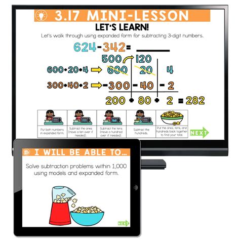 lucky to learn math 3 digit subtraction expanded form lesson 3 17